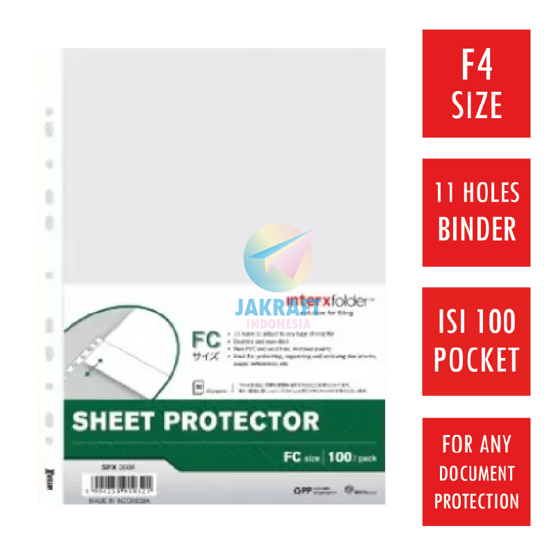 Jual (100 Pcs) Sheet Protector INTERX F4 FC Folio 0.05 mm PP Pocket ...