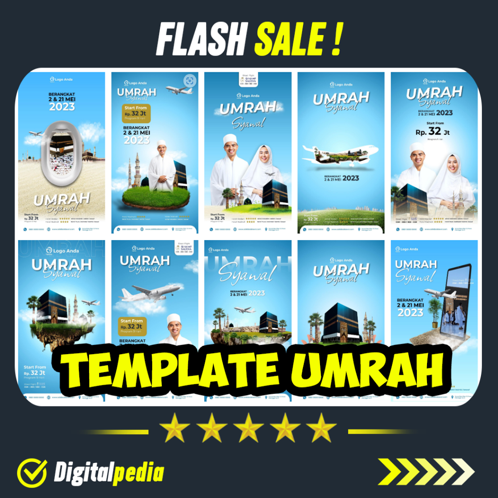 Jual Template Promosi Banner Poster Spanduk Brosur Story Travel Umroh ...