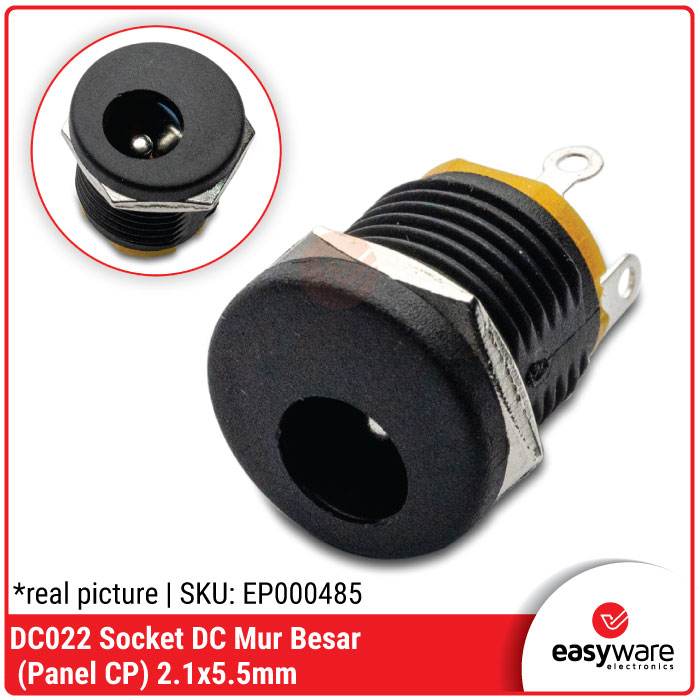 Jual DC-022 Socket DC Mur Besar Panel CP 2.1x5.5mm Jack Power Supply ...