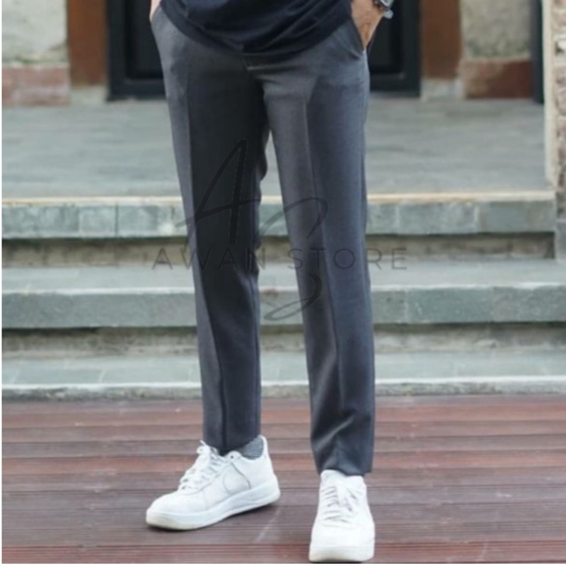 Jual Celana Kantor Formal Pria Panjang Slimfit Bahan Dasar Kain Wol Celana Kerja Bisa COD ...