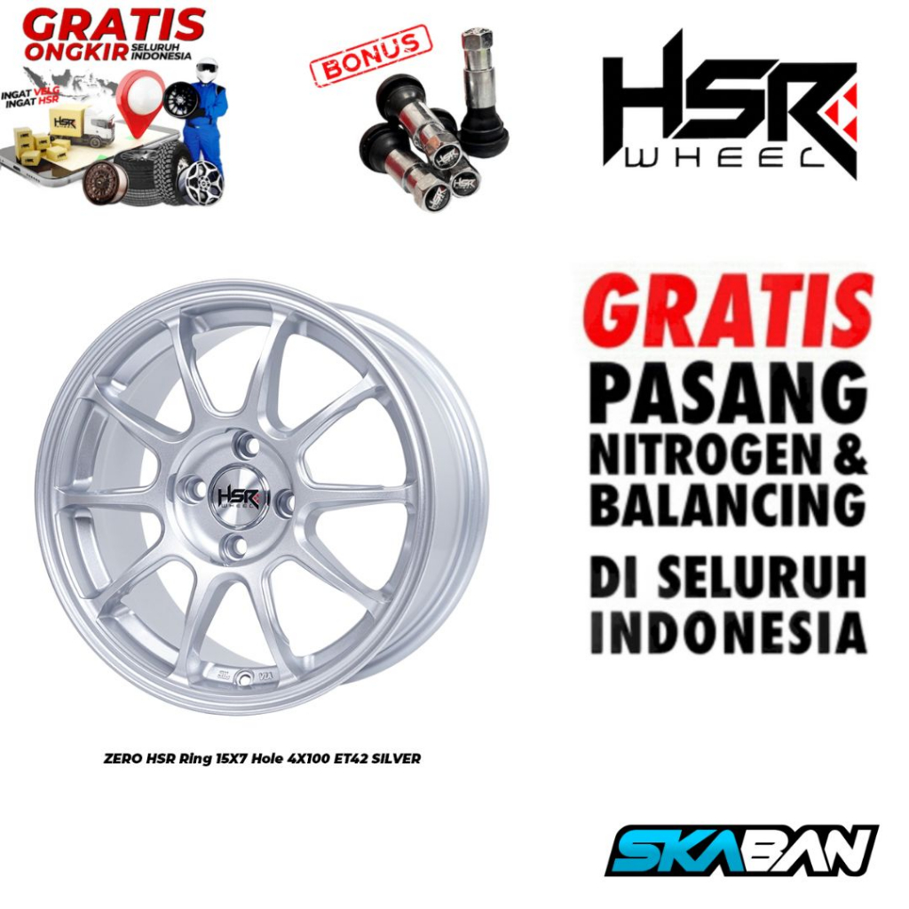 Jual VELG MOBIL RING 15 ZERO HSR R15X7 H4X100 ET42 SILVER | Shopee Indonesia