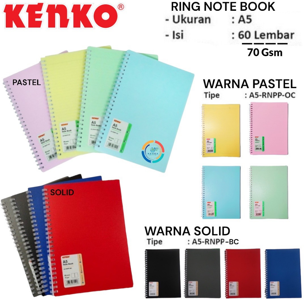 Jual Kenko Ring Notebook A5 RNPP-OC BP | 60sheets 70gsm | Shopee Indonesia