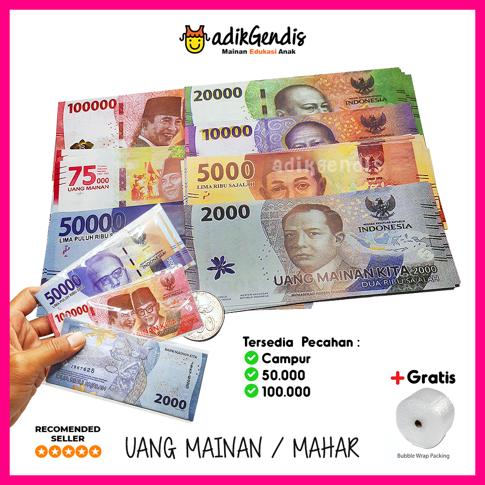 Jual Mainan anak uang kertas mainan isi 60 lembar dan pecahan 100 / 50 ...