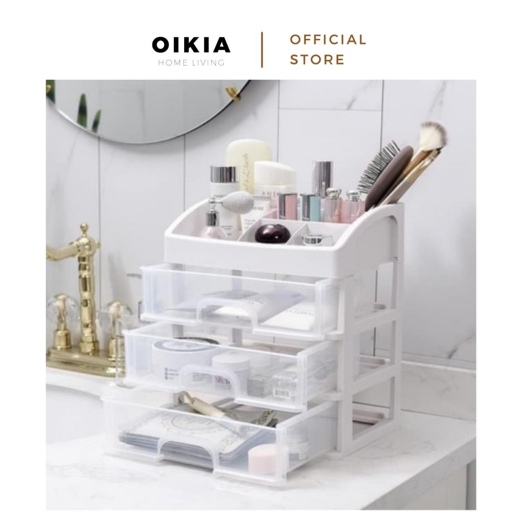 Jual OIKIA Rak Kosmetik Multifungsi 3 Laci Susun/Tempat Kosmetik/Kotak ...