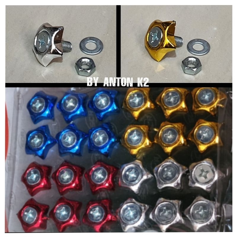 Jual BAUT BINTANG VARIASI PLAT NOMOR BK MOTOR/BAUT SEKRUP VARIASI ...