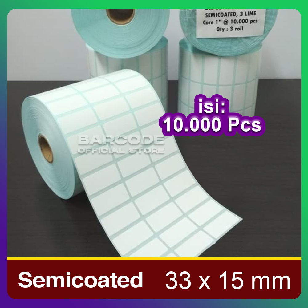 Jual Kertas Stiker 33 x 15 mm 33x15mm 33x15 Label Barcode Semicoated 3 ...