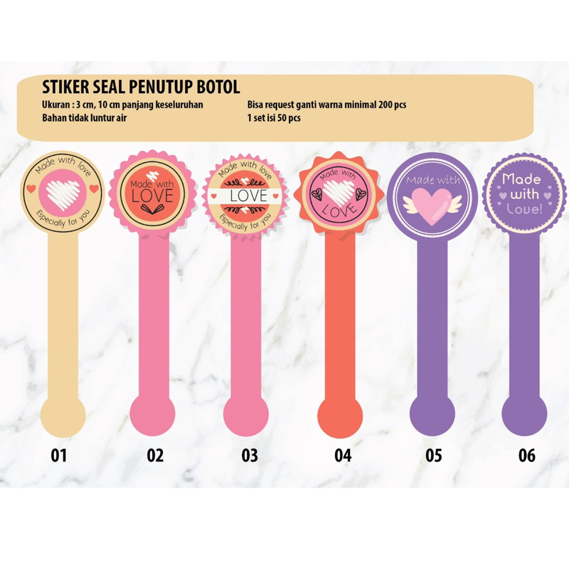 Jual STIKER SEAL TUTUP BOTOL / stiker made with love / Sticker penutup ...