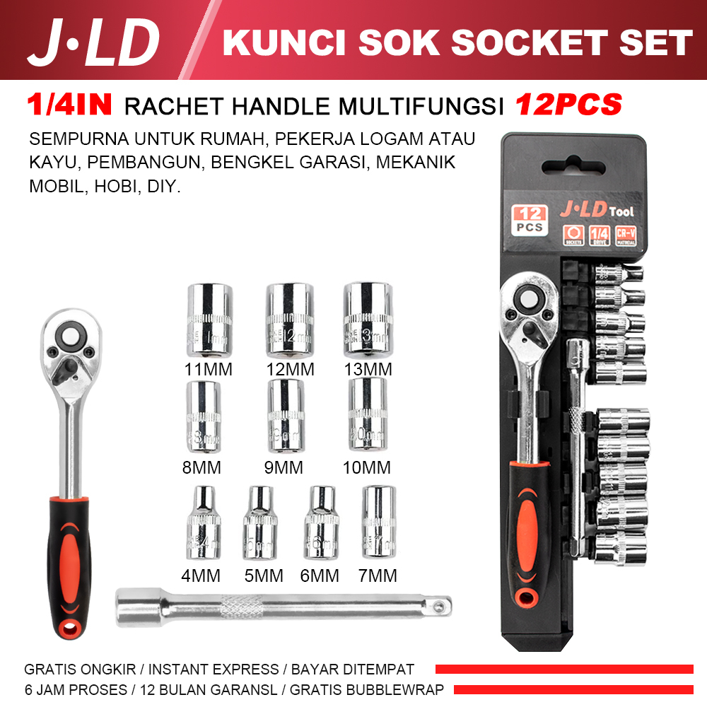 Jual JLD kunci 1 set lengkap 1/4IN Rachet alat perkakas lengkap motor ...