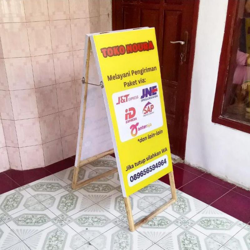 Jual Standing Banner Kayu Segitiga Bolak Balik Ukuran 100x50 cm ...