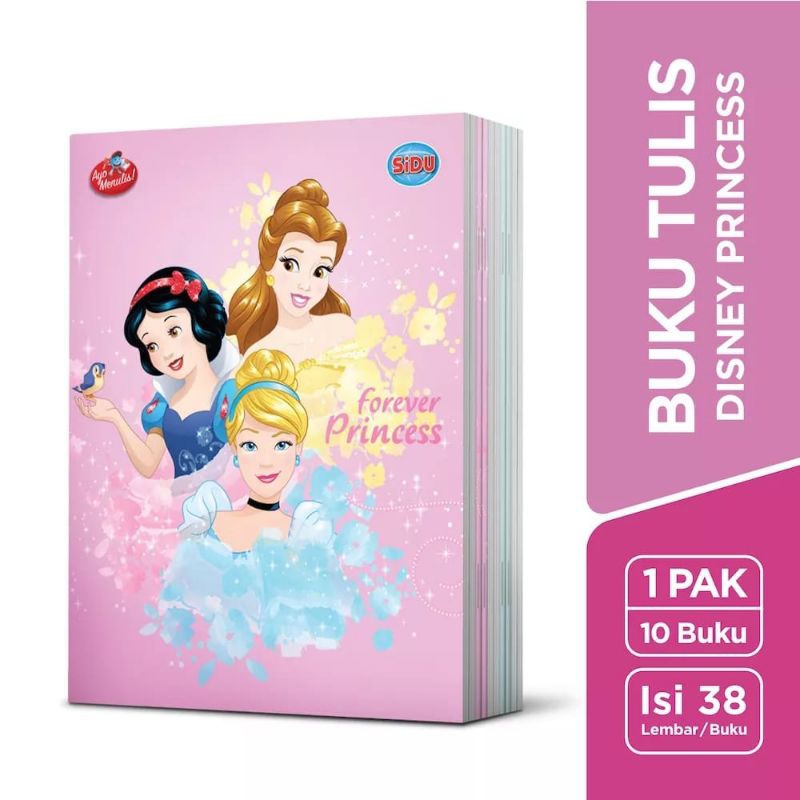 Jual Buku tulis SiDu Disney Princess 38 lembar (1 pak isi 10 buku ...