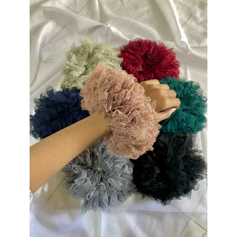 Jual SCRUNCHIE TILE JUMBO TERBARU HIJAB MENGEMBANG / KUCIR TILE RAMBUT ...