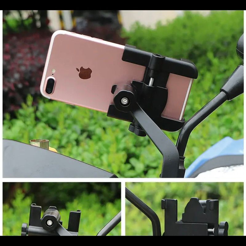 Jual Holder HP Spion motor Bahan Full Besi Metal Motorcycle Holder 360 Derajat Universal ...