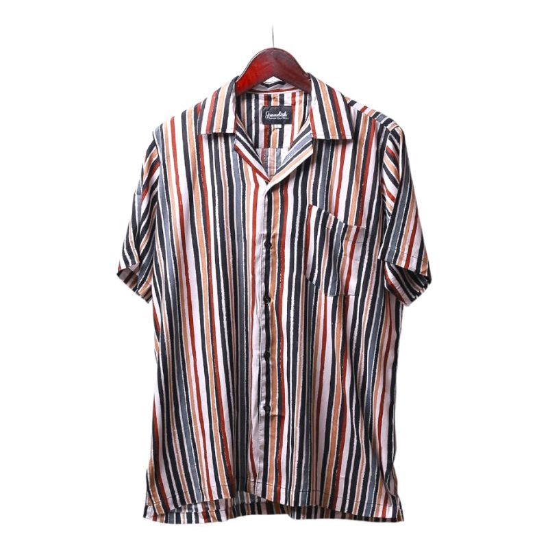 Jual Kemeja Pria Vintage Casual Salur Lengan Pendek Retro Pantai Hawai ...