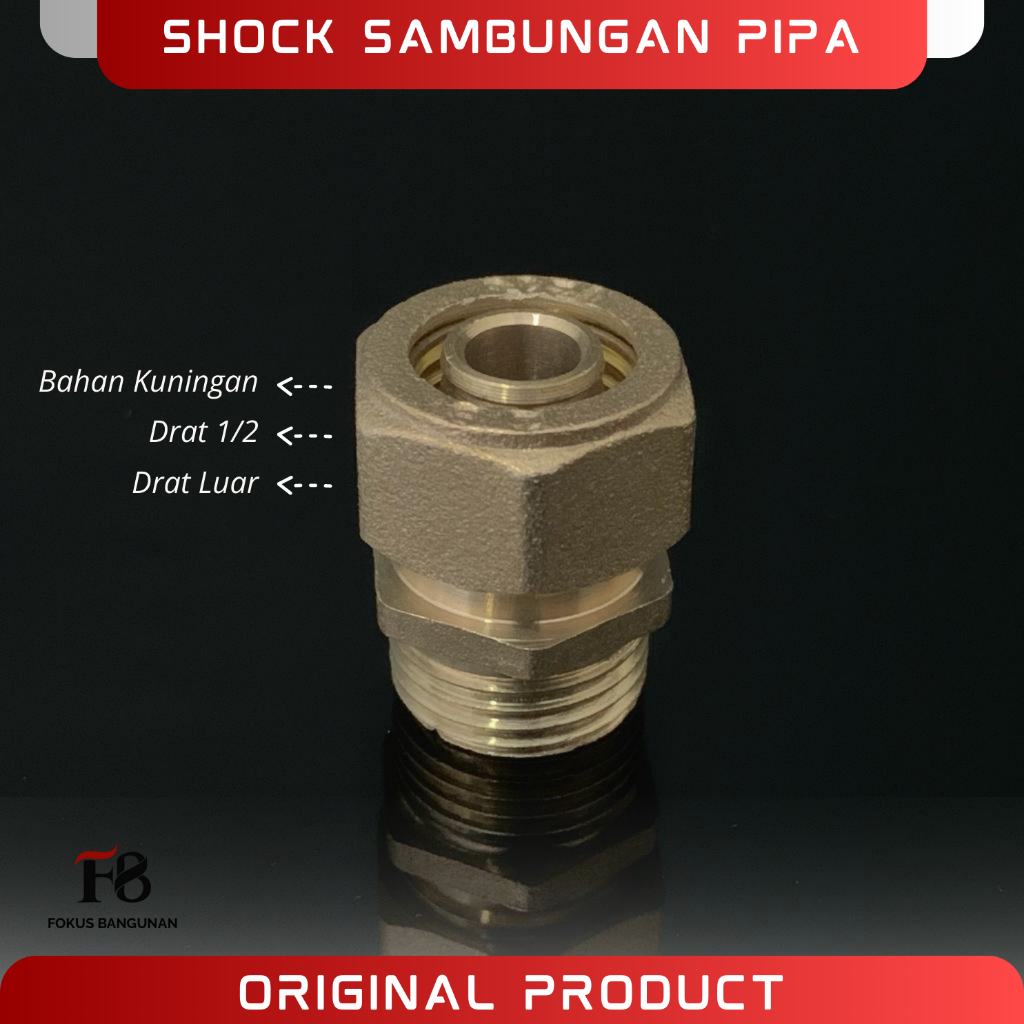 Jual FLUSSO - Fitting Shock Sambungan Pipa 1/2 Drat Luar Kuningan ...