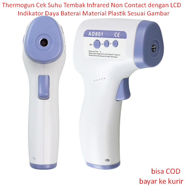 Jual Thermogun Cek Suhu Tembak Infrared Non Contact dengan LCD Indikator Daya Baterai Material ...