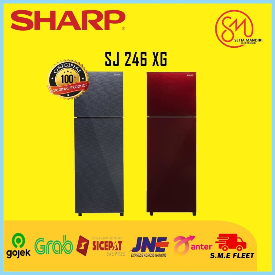 Jual KULKAS 2 PINTU SHARP SJ 246 XG (GREY/RED) | Shopee Indonesia