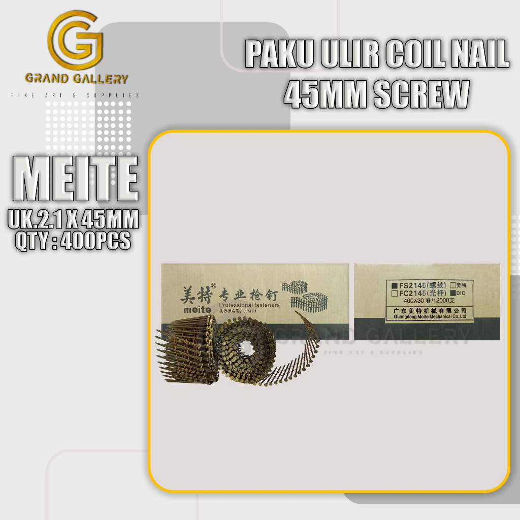 Jual MEITE - PAKU PALLET / COIL NAIL 2.1x45 MM ULIR SCREW 400PCS/ROLL ...