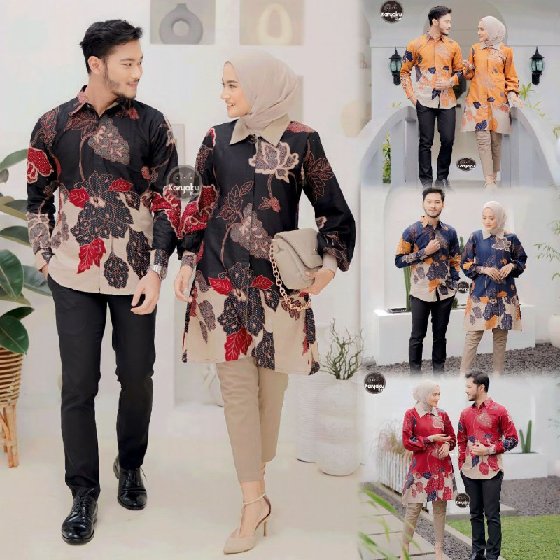 Jual Batik Tunik Couple Modern Set Pakaian Couple Kemeja Batik Pria Premium Baju Batik Couple ...