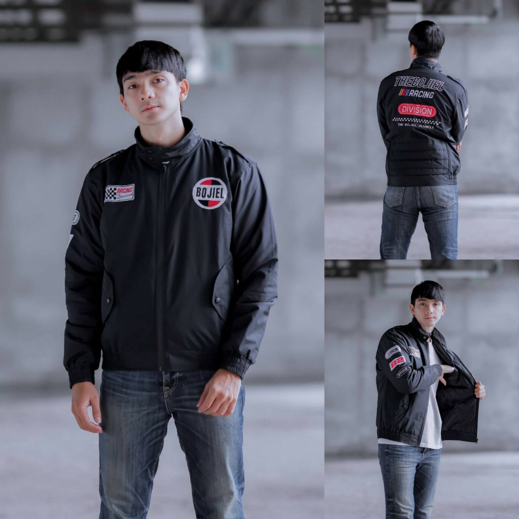 Jual Nascar Jacket Racing Speed Rider Black White Jaket Varsity Pria ...
