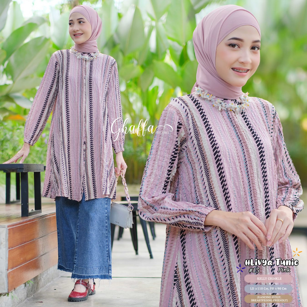 Jual Ghaffa The Label Livya Tunic / Baju Atasan Tunik Jumbo Kelly Crinkle Premium Motif Bunga ...