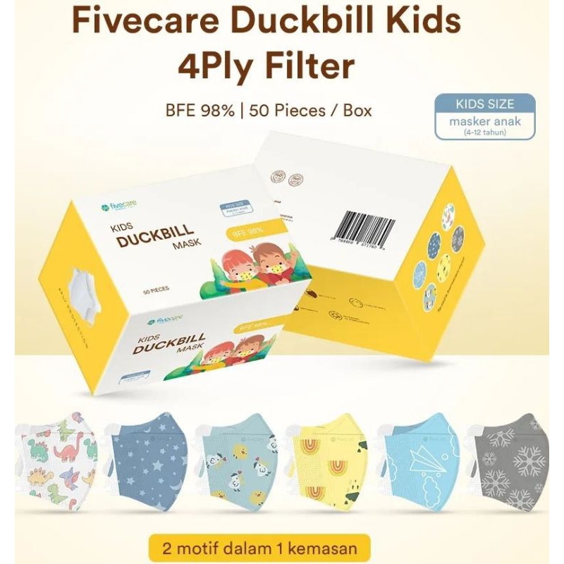 Jual Masker Fivecare Kids Duckbill Surgical Grade || Masker anak lucu ...