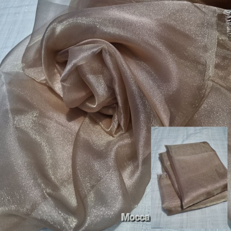 Jual kain organza pasir/crinkle metalik/sparle gliter/organza crystal ...