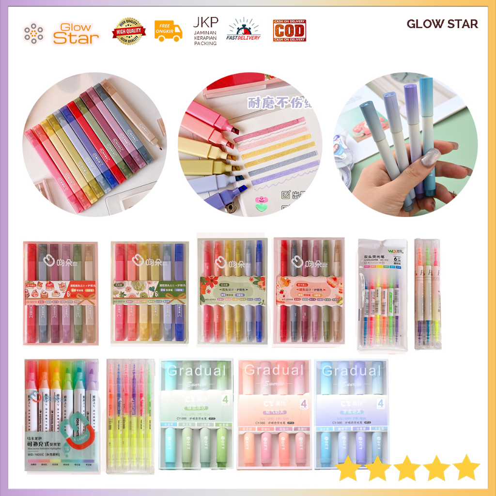 Jual 1 Pak/Pack/Kotak Stabilo Warna wani buku penanda Double Head ...