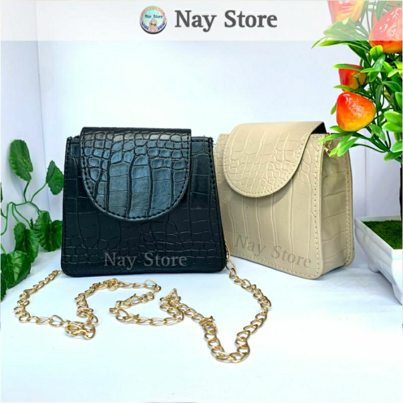 Jual TAS SELEMPANG WANITA MINI | SLING BAG MINI CROCO | Shopee Indonesia