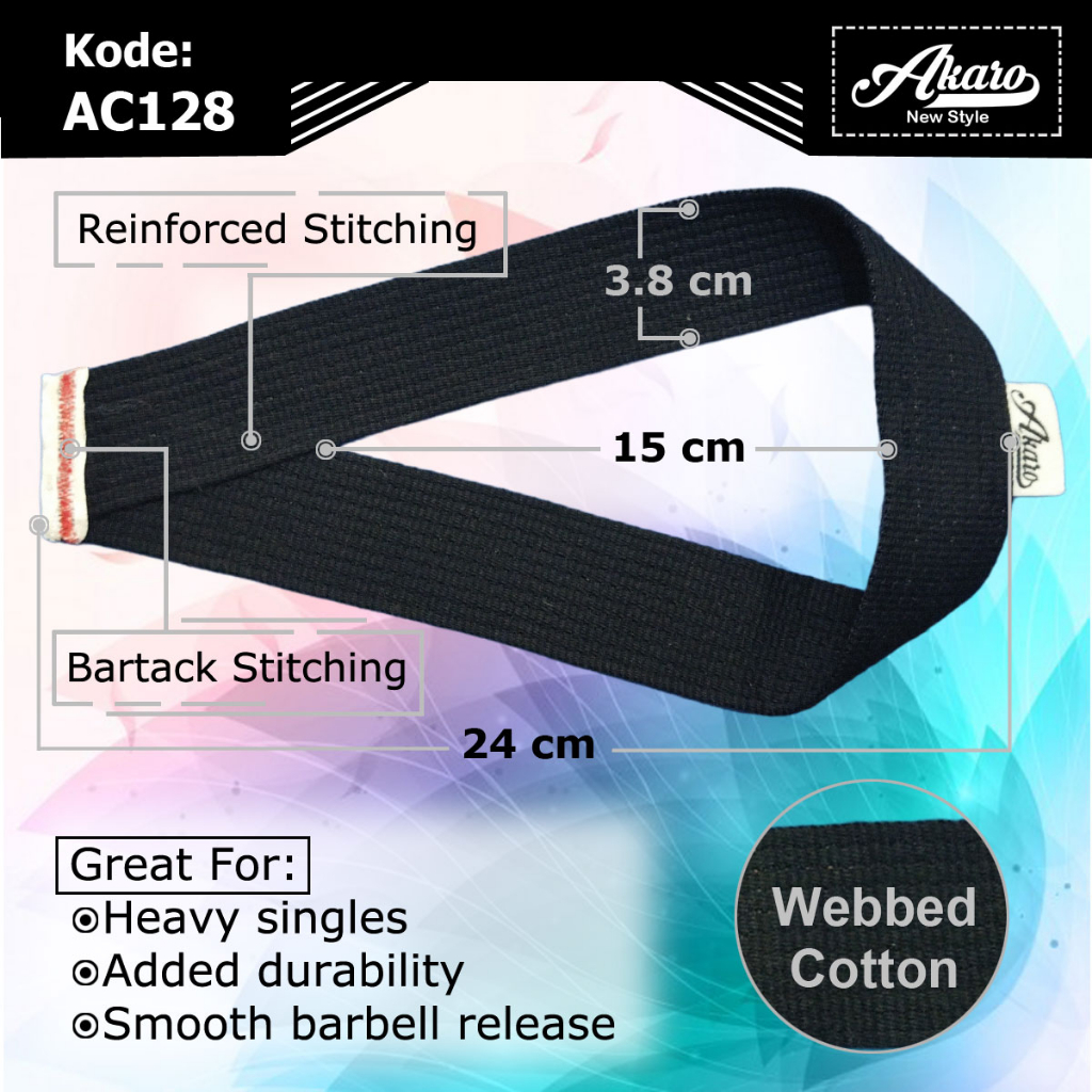 Jual Lifting Strap AC128 | Power Lifting | DeadLift | Tali Gym Wristband | Strap Fitness Akaro ...