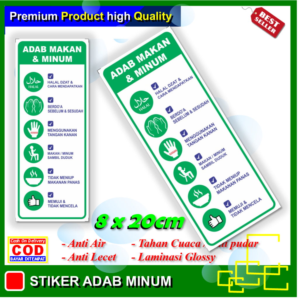 Jual Stiker adab makan dan minum sticker ketertiban | Shopee Indonesia
