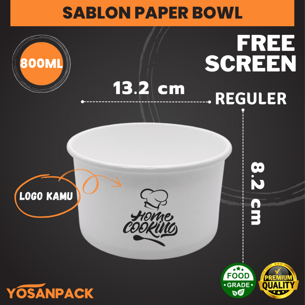 Jual Sablon paper bowl 800ml 1 warna - Sablon mangkok kertas 800 ml ...