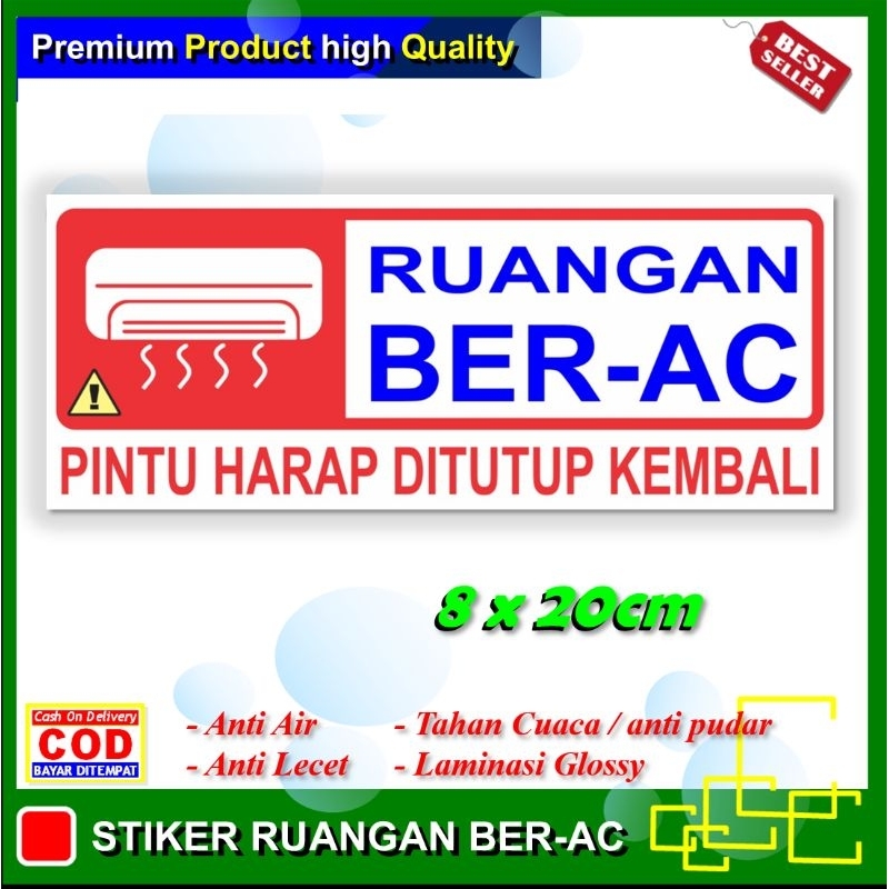 Jual Stiker ruangan ber AC sticker pintu harap di tutup kembali ...