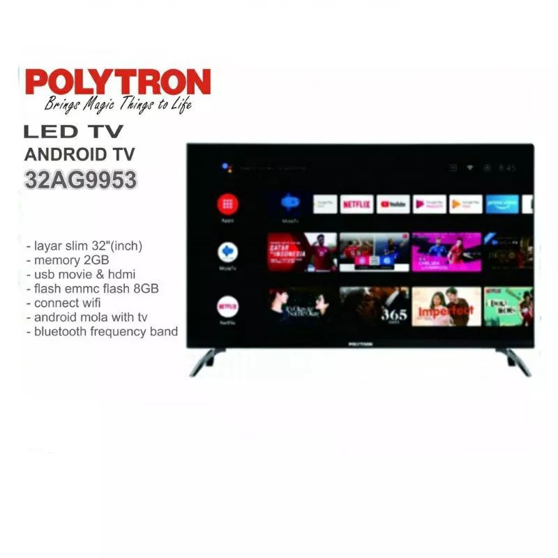 Jual POLYTRON - TV LED HD Digital Smart Android 32 inchi 32vAG9953 DVB ...