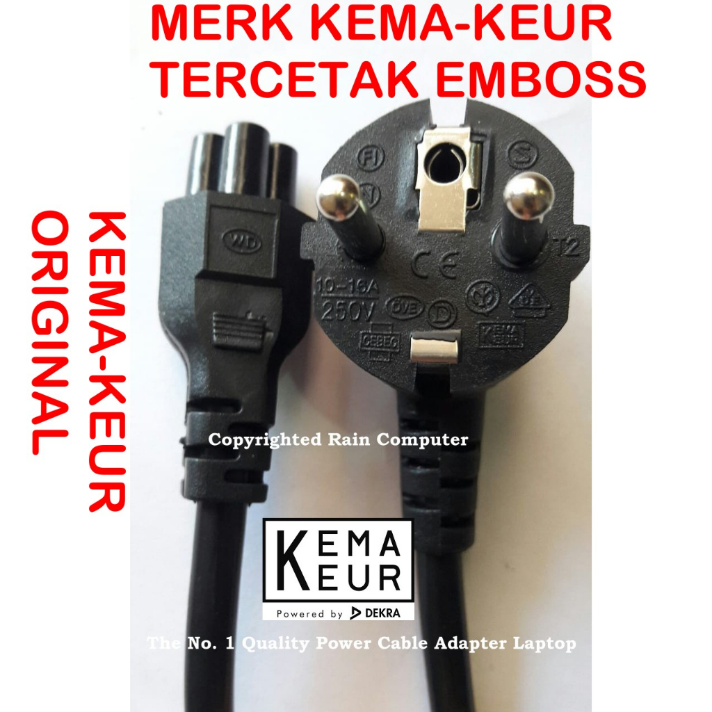 Jual Kabel Power Adaptor Laptop 3 Lubang TEBAL Merk KEMA-KEUR terpatri ...