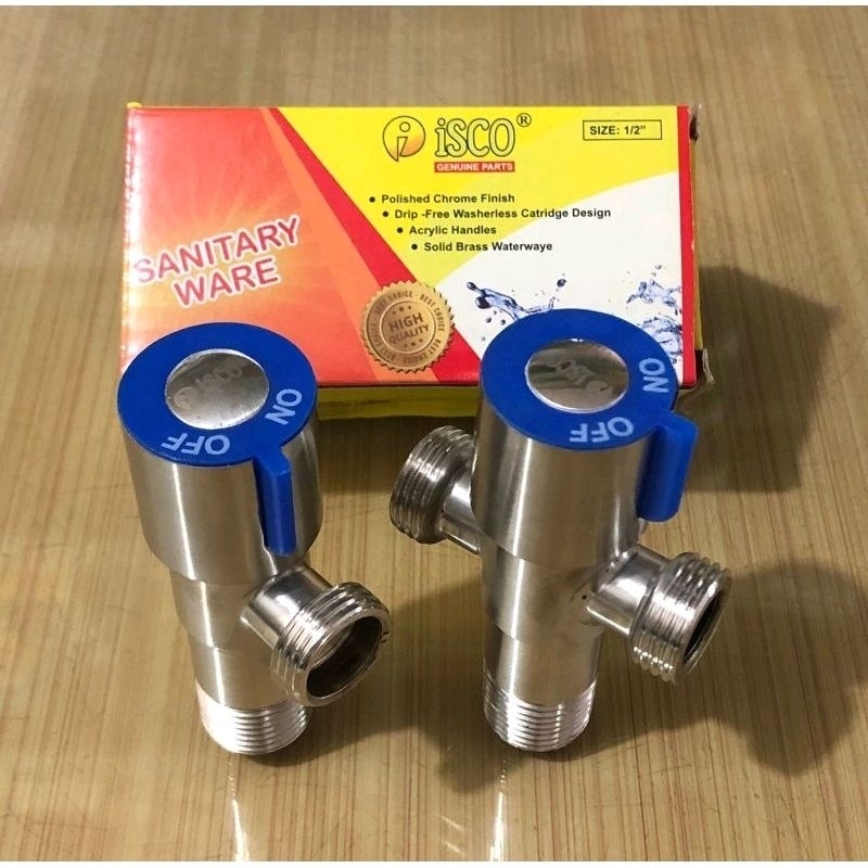 Jual stop kran single double stainless 1/2 inch isco/ stop kran kloset ...