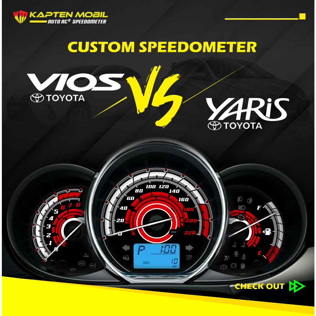 Jual Custom Panel Speedometer Mobil Custom Vios/Yaris Gen 3 Red Techno ...