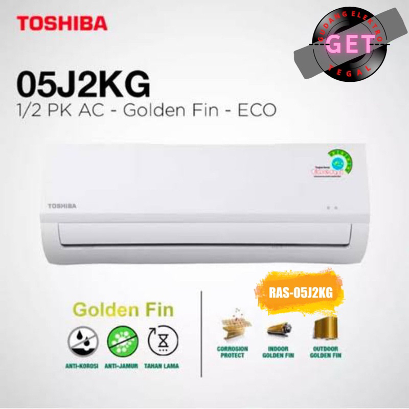 Jual AC SPLIT TOSHIBA 1/2PK ~ RAS-05J2KG [GOLD FIN KONDENSOR] (KOTA ...