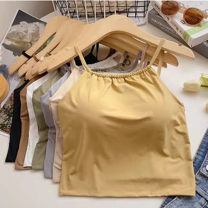 Jual Tanktop 55 Tanktop Bra Basic Wanita Tali Spaghetti Premium Tanktop ...