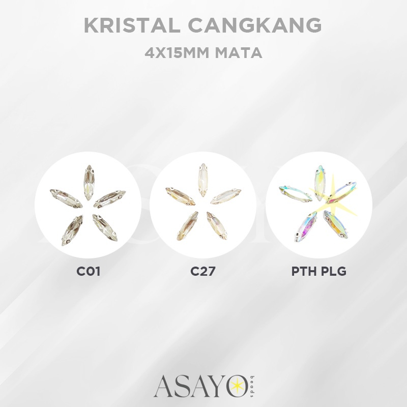 Jual Cangkang Kristal Kaca 4x15 Mata Crystal Kaca (144pcs) Marquise ...