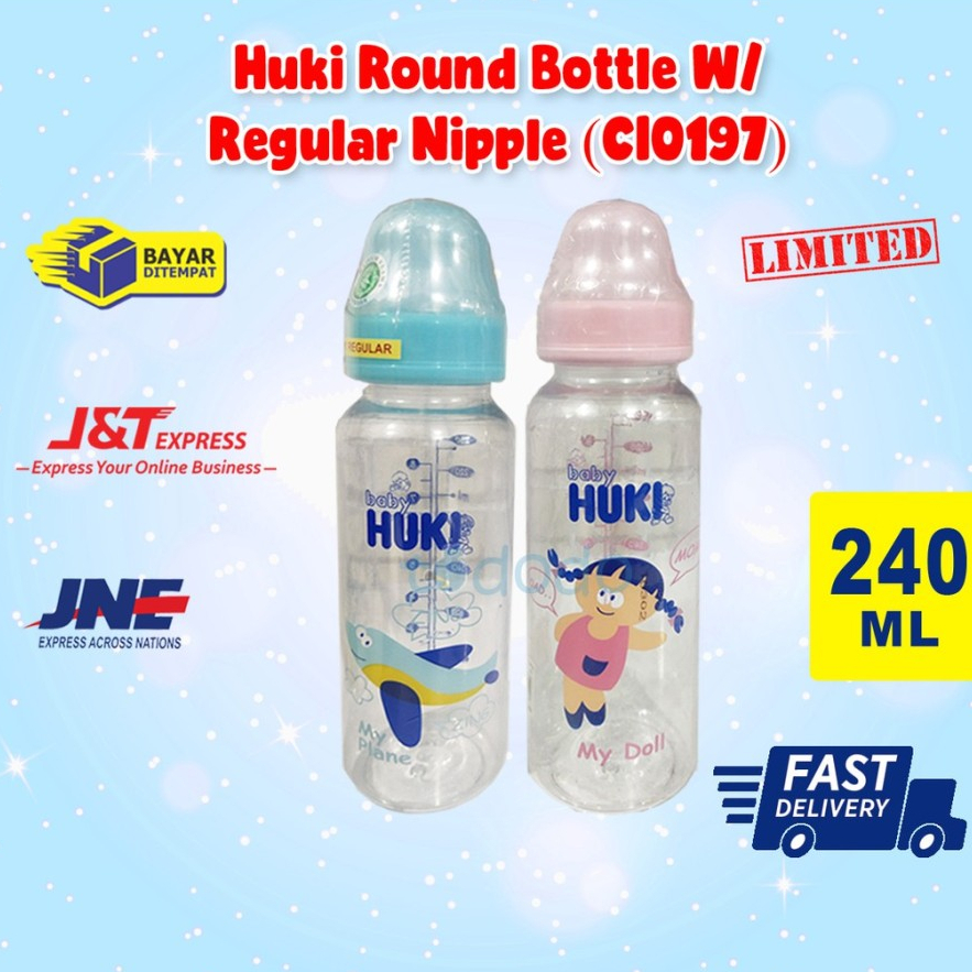Jual Botol Susu HUKI 60ml 120ml 240ml Pentil Dot Bulat dan Gepeng / Botol SUSU HUKI Pentil Dot ...