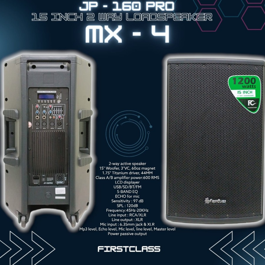 Jual Speaker Aktif Firstclass JP16PRO MX4 JP 16 PRO MX4 15''Original | Shopee Indonesia