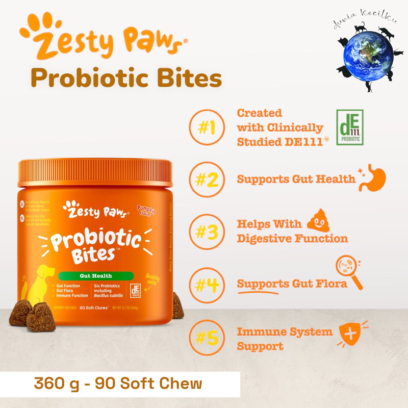 Jual Zesty Paws Probiotic Bites For Dogs Digestion All Ages (90 Soft ...