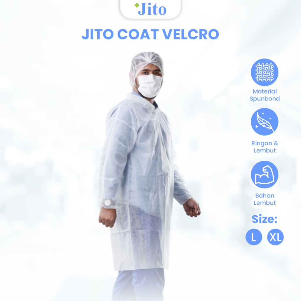 Jual JITO Coat Velcro Jas Lab Disposable Spunbond | Shopee Indonesia