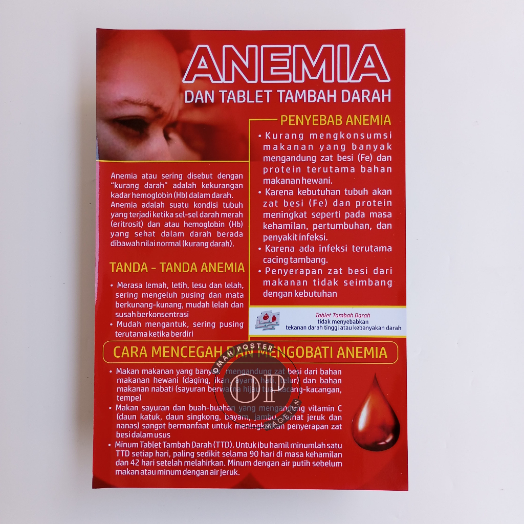 Jual Poster Anemia dan Tablet Tambah Darah - Penyebab Anemia - Kurang ...