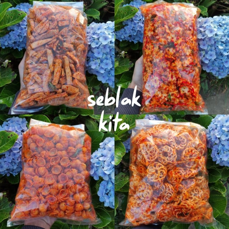 Jual aneka jajanan cemilan pedas khas bandung kemasan 500 gram seblak ...