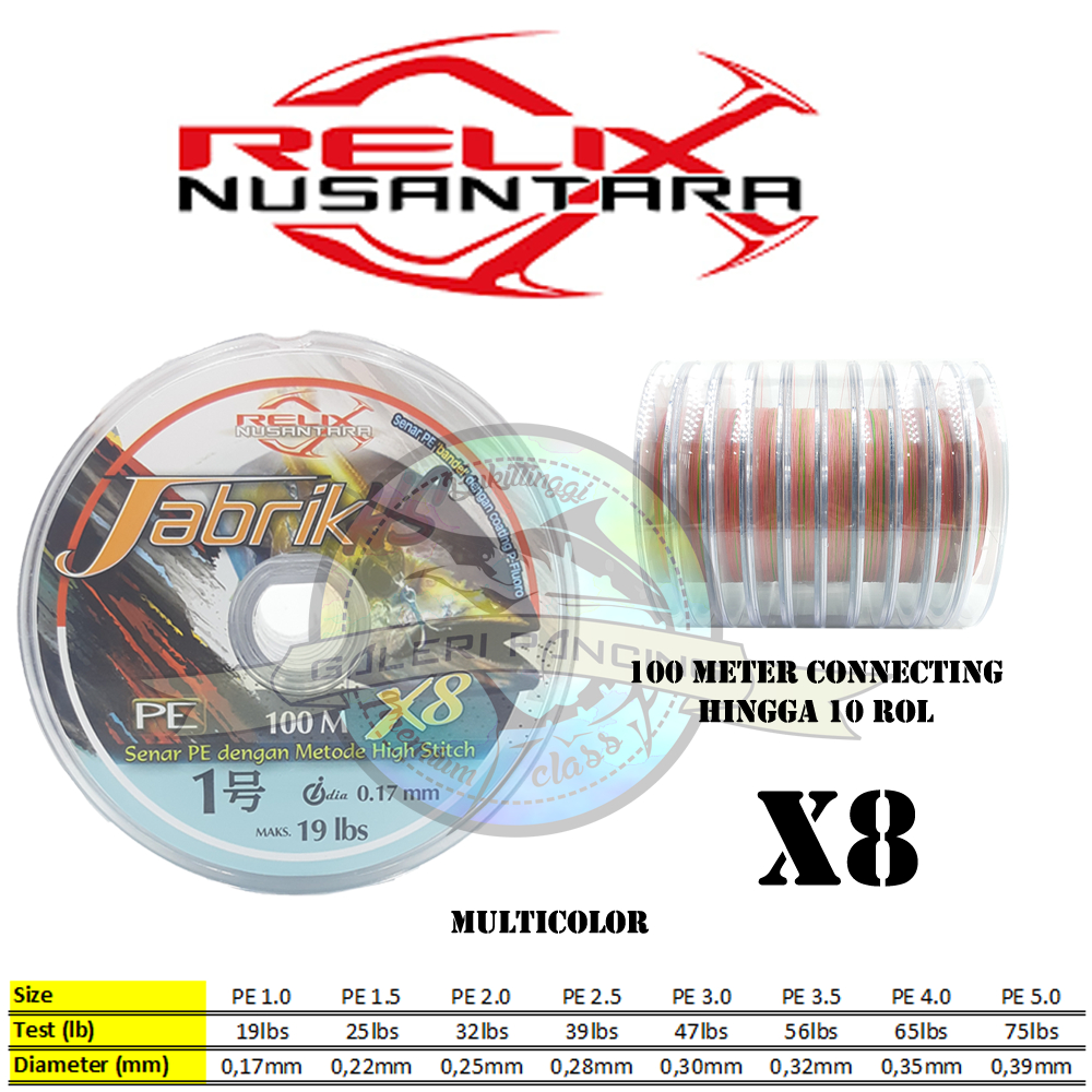 Jual Senar PE Relix Nusantara Jabrik HS X8 100M - Connecting - Rainbow | Shopee Indonesia