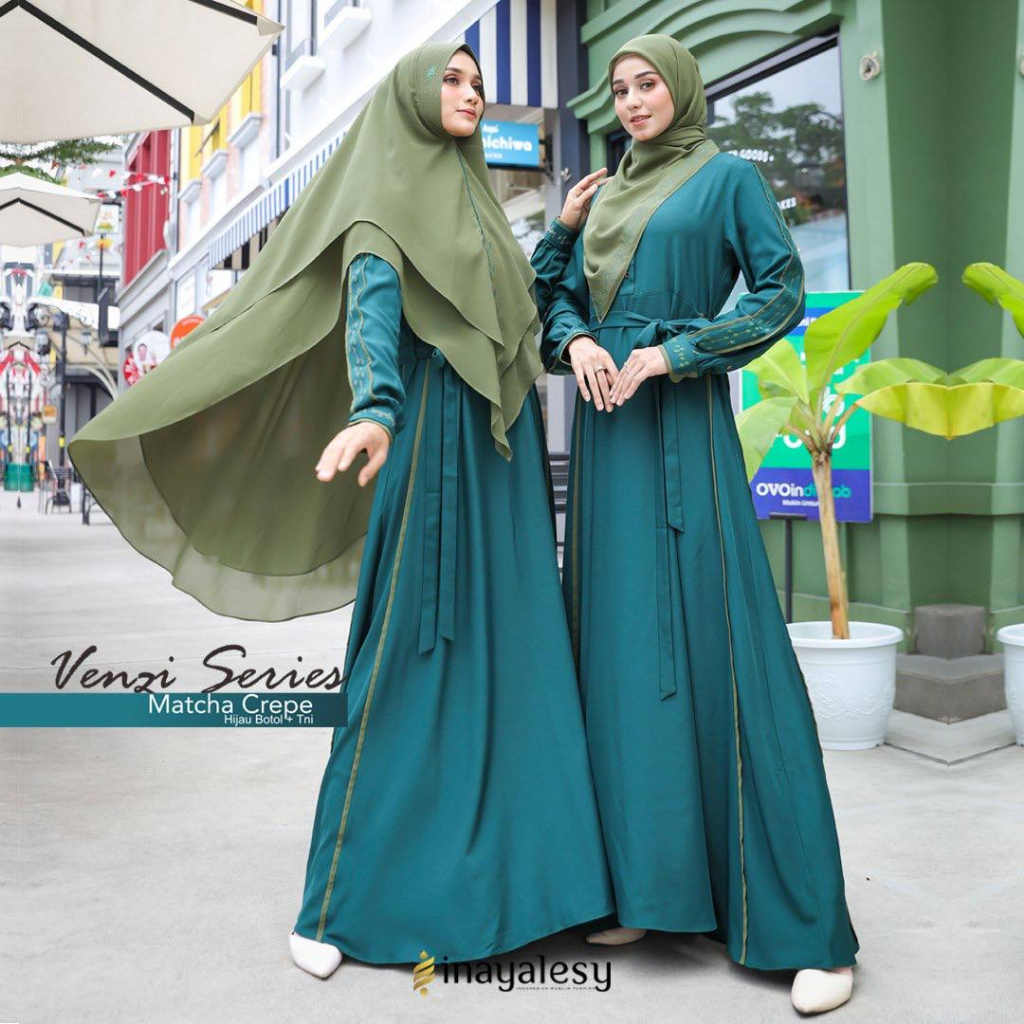 Jual GAMIS SET KHIMAR VENZI SERIES MATCHA CREPE ORIGINAL INAYA ...