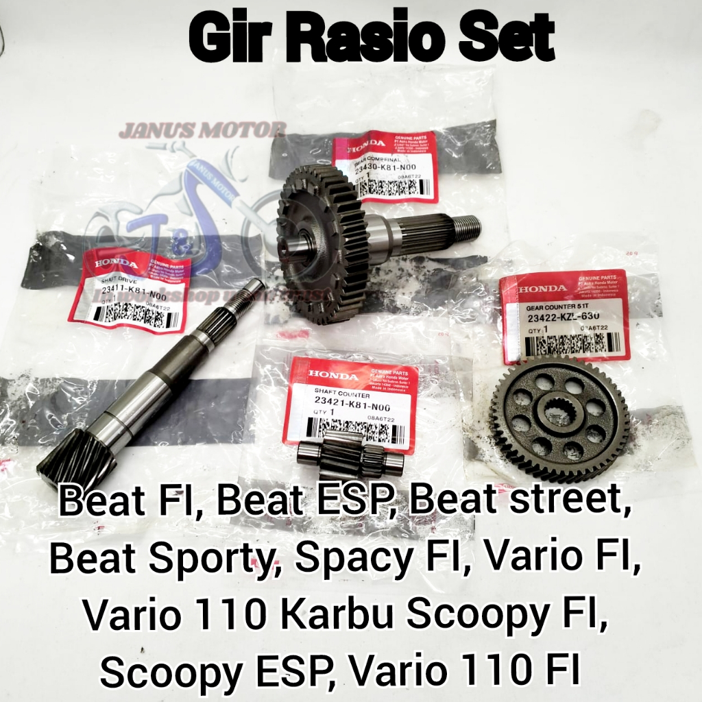 Jual Gir Gear Rasio set Beat Vario Spacy Scoopy Karbu Fi Injeksi 110 ...