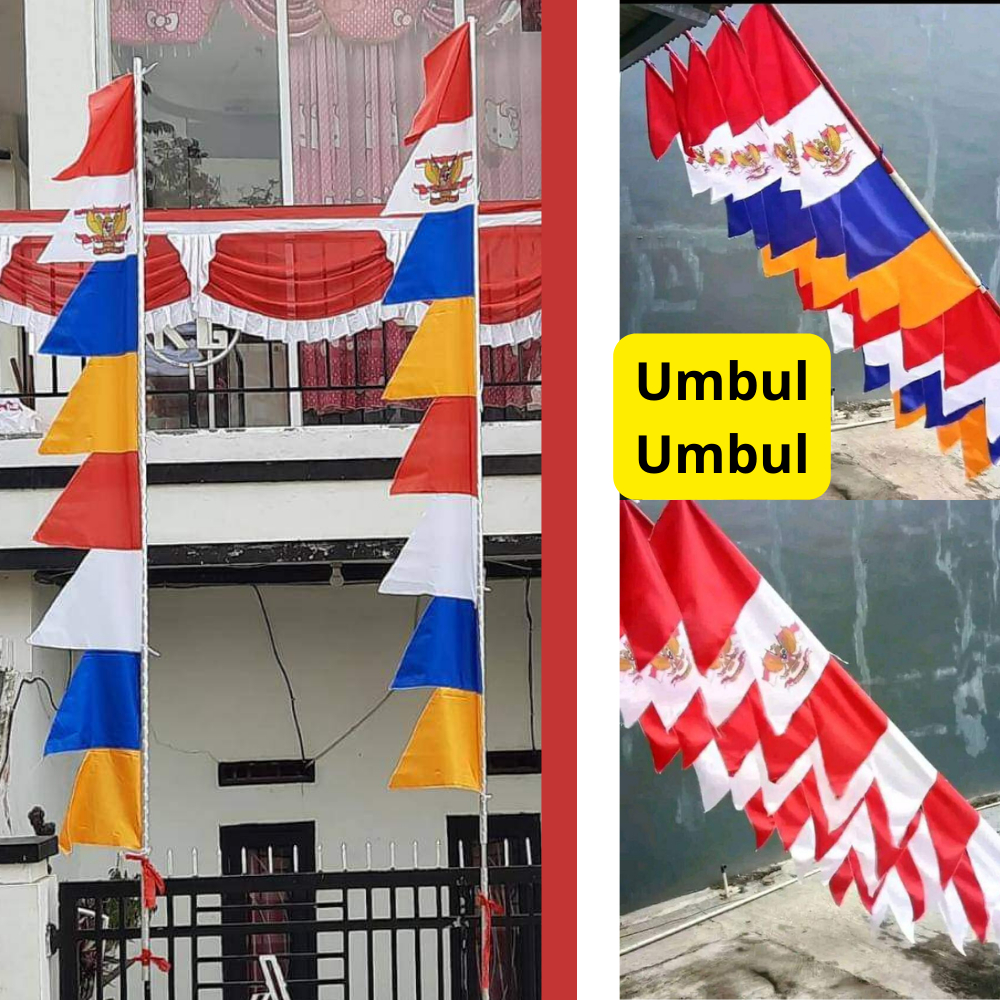 Jual Bendera Umbul Umbul Bandir Merah Putih Warna Warni 6 8 10 Mata Gergaji Zig Zag Dekorasi ...