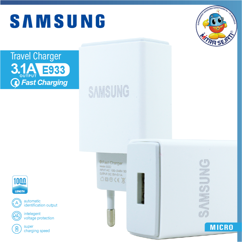 Jual Travel Charger Smart E933 3.1A Samsung untuk Kabel Micro USB dan Type-C Branded | Shopee ...